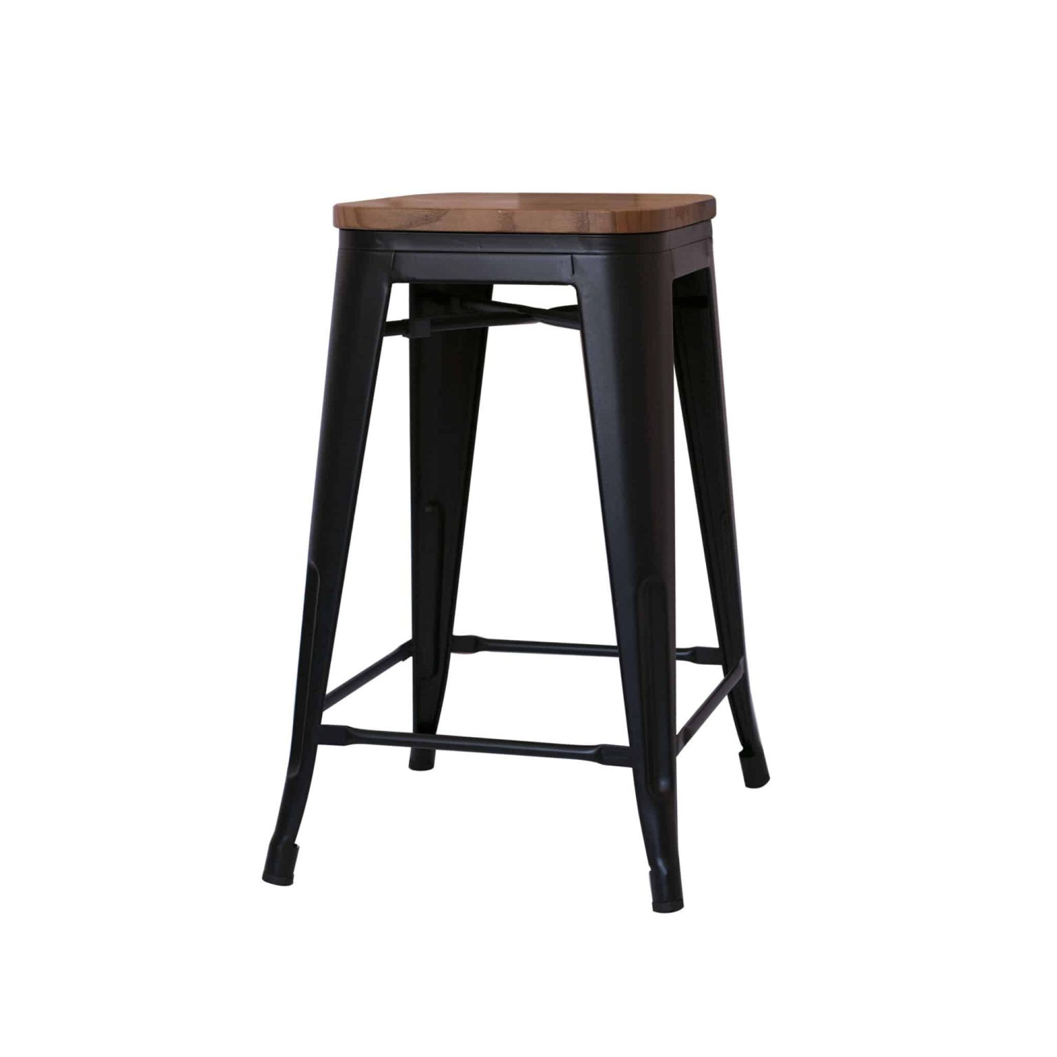 Taburete Tolix negro con asiento de madera 60 cm - La Silleria | La ...